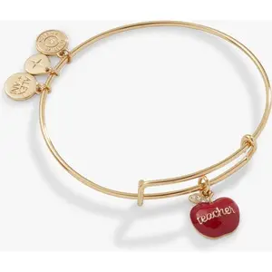 ALEX AND ANI Teacher Apple Charm Bangle - Silver 